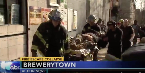 ABC6: Fire escape collapse injures 1 in Brewerytown | Industry Standards